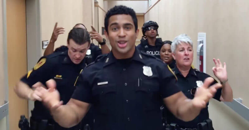 Police release footage of "Uptown funk" lip-sync battle (cool video)